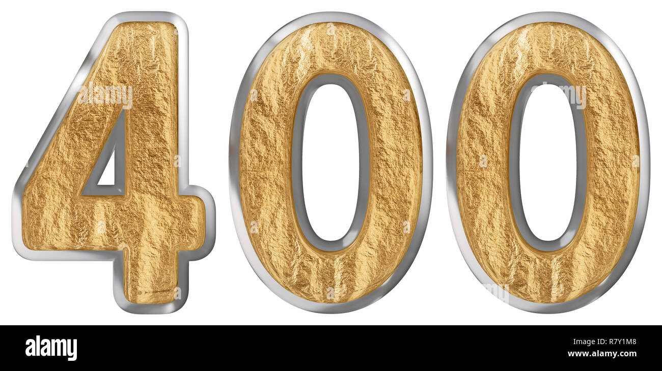Numeral 400, four hundred, isolated on white background, 3d render ...