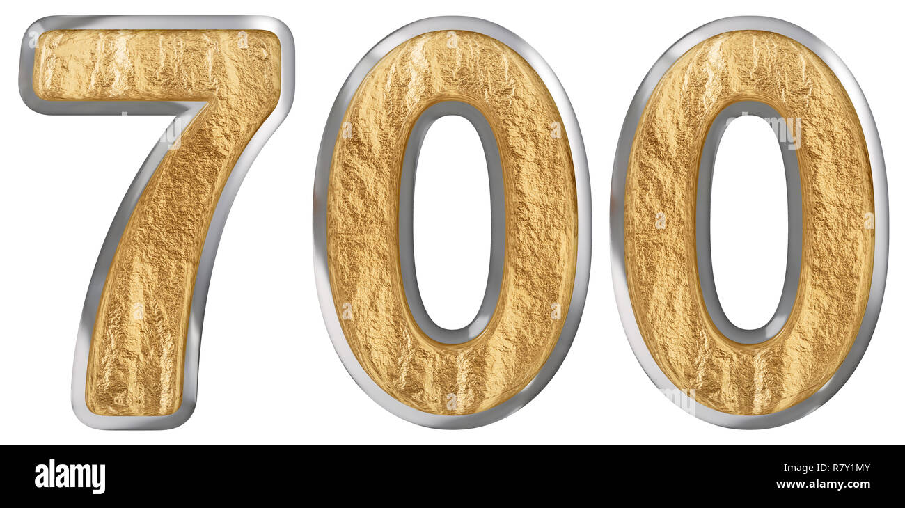 Numeral 700, seven hundred, isolated on white background, 3d render ...