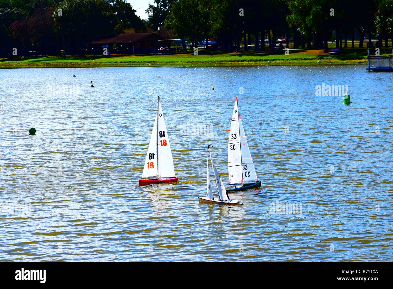 Local remote control sailboat races Stock Photo - Alamy