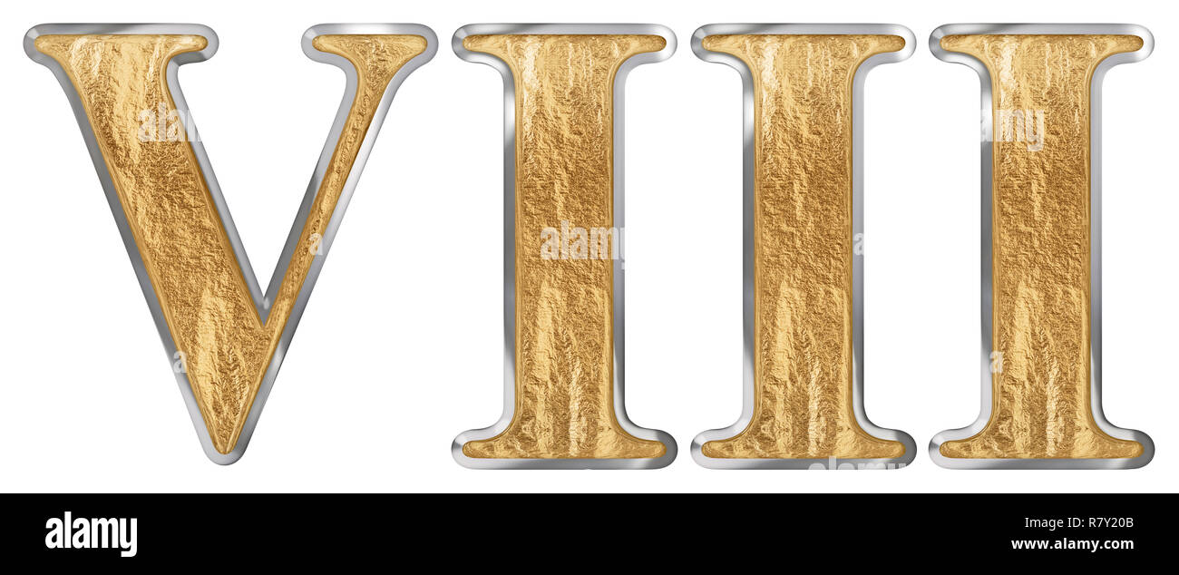 Roman numeral VIII, octo, 8, eight, isolated on white background, 3d ...