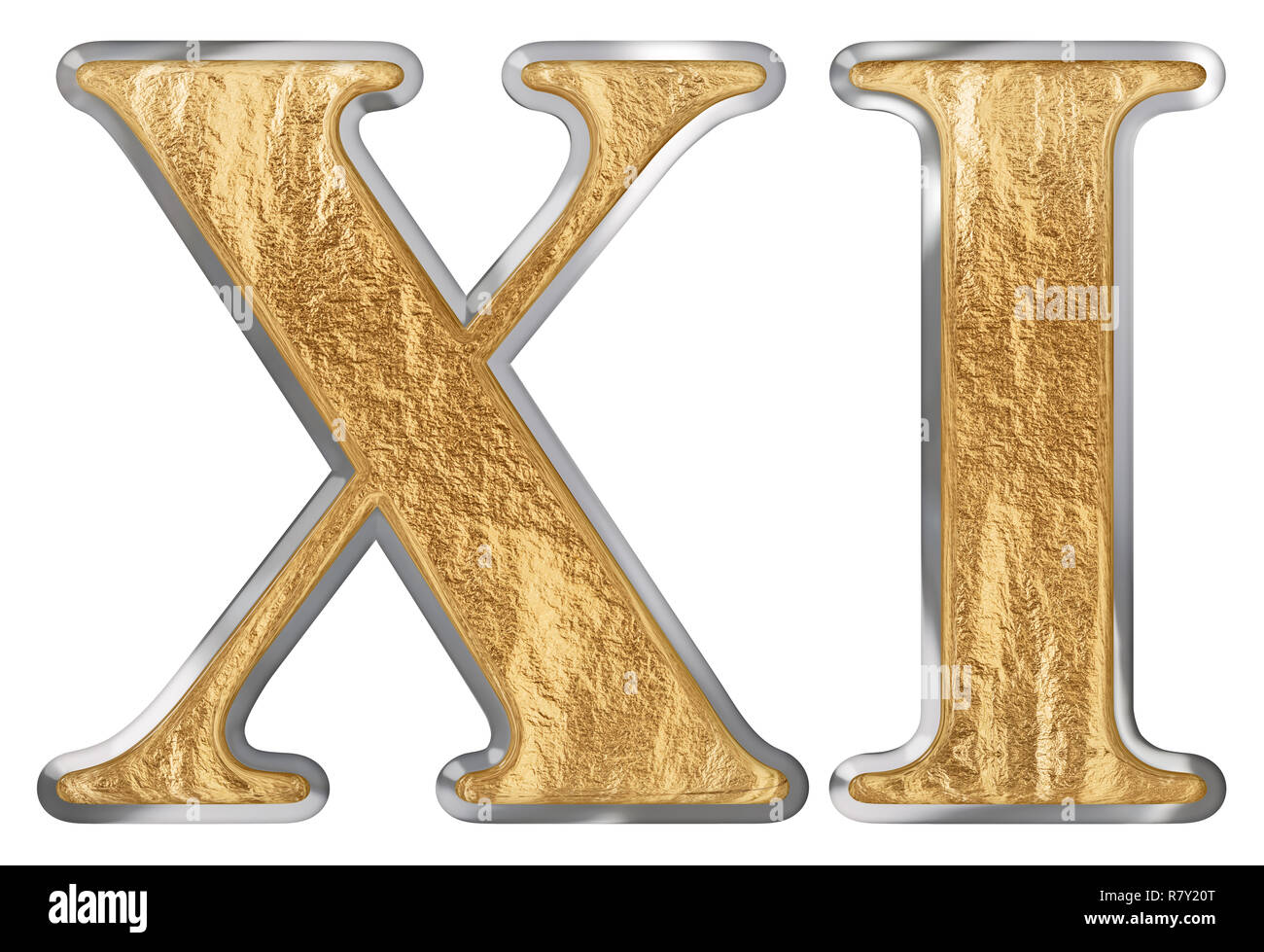 Roman numeral XI, undecim, 11, eleven, isolated on white background, 3d ...