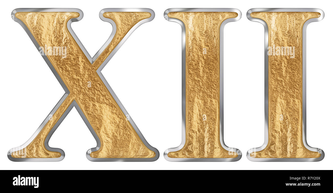 Roman numeral XII, duodecim, 12, twelve, isolated on white background ...