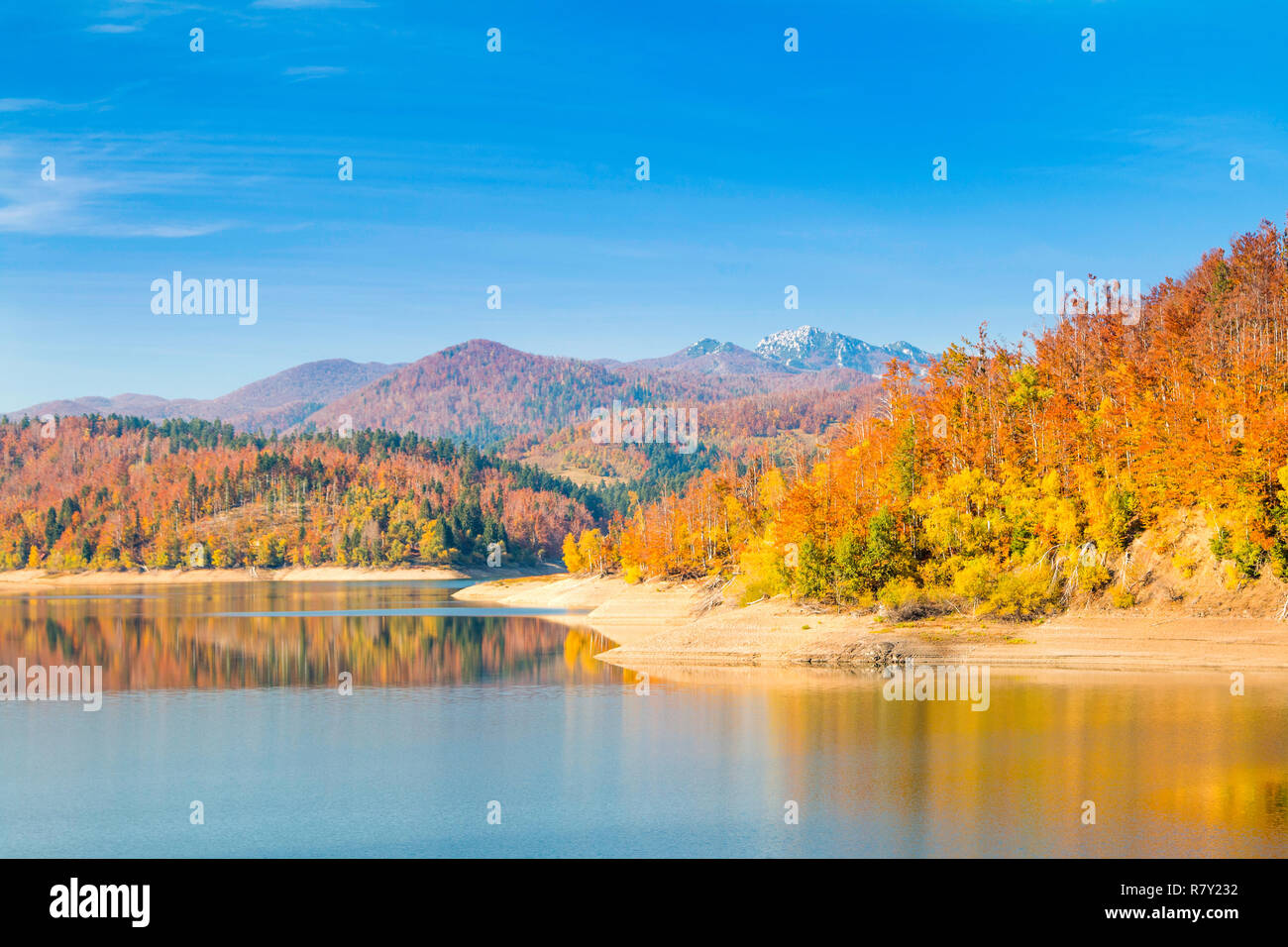 Croatian nature landscape, mountain Risnjak and Lokvarsko lake in ...