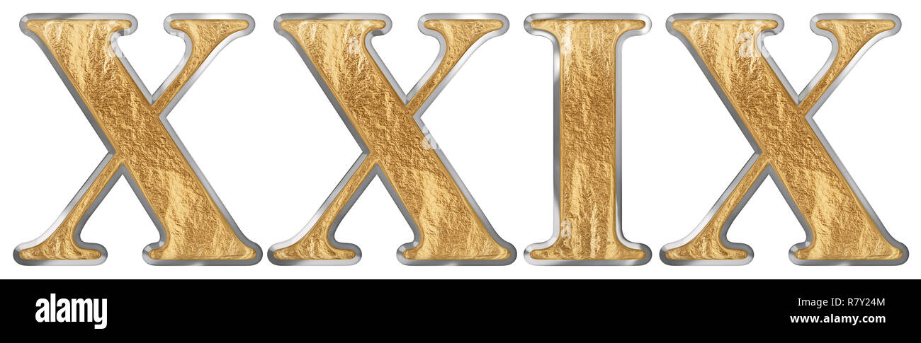 Roman numeral XXIX, novem et viginti, 29, twenty nine, isolated on ...