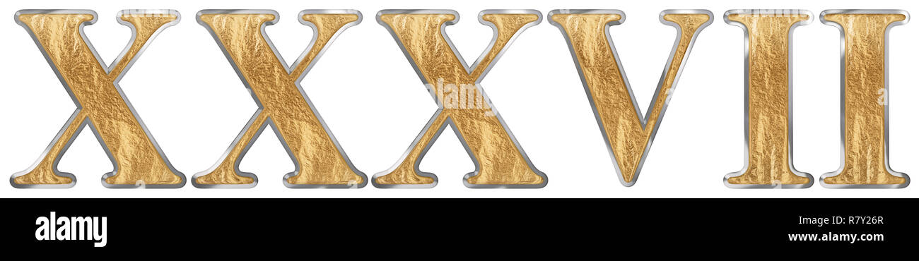 Roman numeral XXXVII, septem et triginta, 37, thirty seven, isolated on ... Roman numeral XXXVII, septem et triginta, 37, thirty seven, isolated on ...