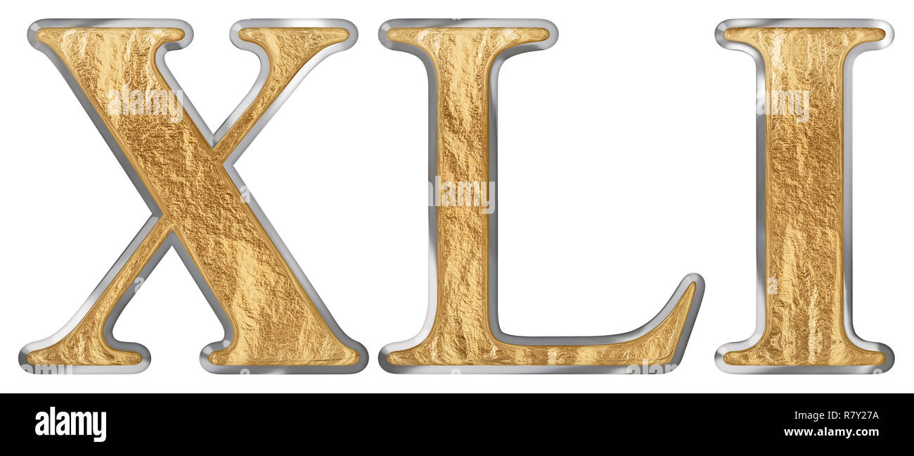 Roman numeral XLI, unus et quadraginta, 41, forty one, isolated on ...