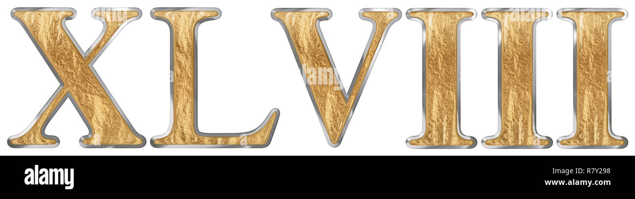 Roman numeral XLVIII, octo et quadraginta, 48, forty eight, isolated on ...