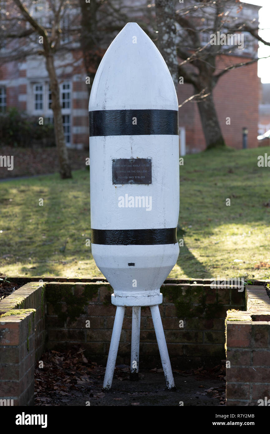 A WWII bomb dropped on BRNC Britannia Royal Naval College in 13th Feb ...
