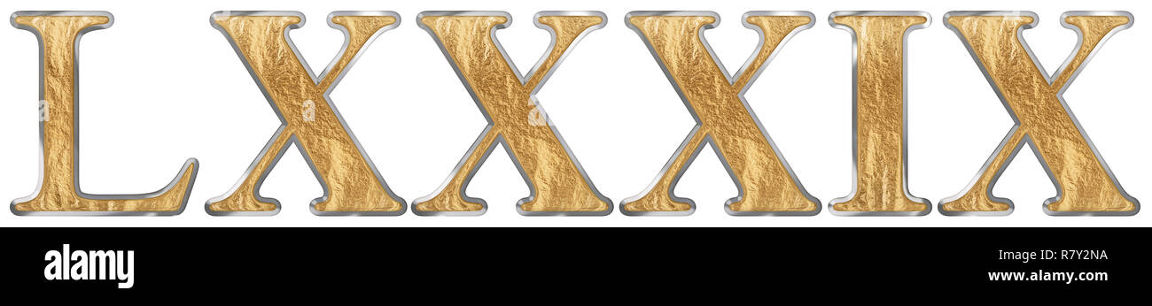 Roman numeral LXXXIX, novem et octoginta, 89, eighty nine, isolated on ...