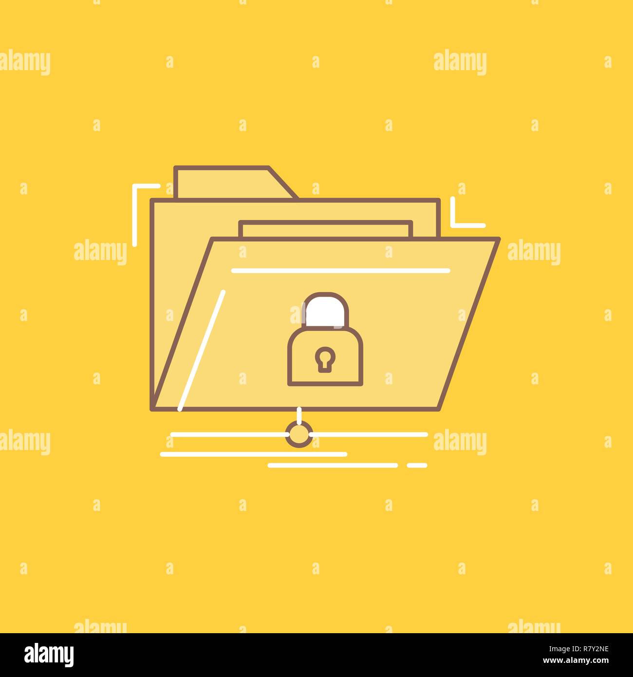 Encryption Files Folder Network Secure Flat Line Filled Icon Beautiful Logo Button Over