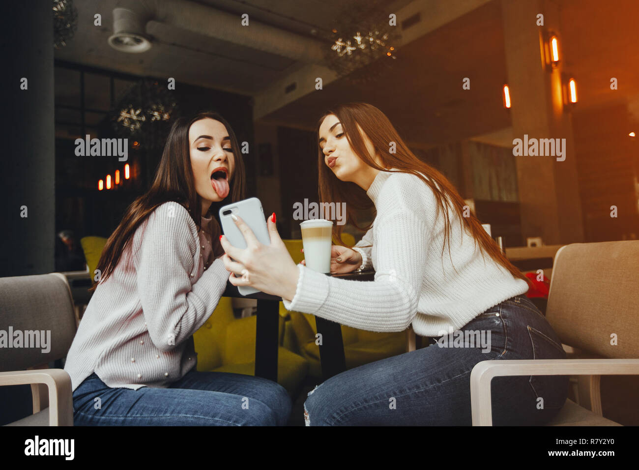 girls in cafe Stock Photo - Alamy