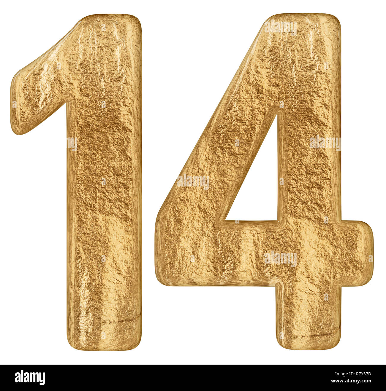 Numeral 14, fourteen, isolated on white background, 3d render Stock ...