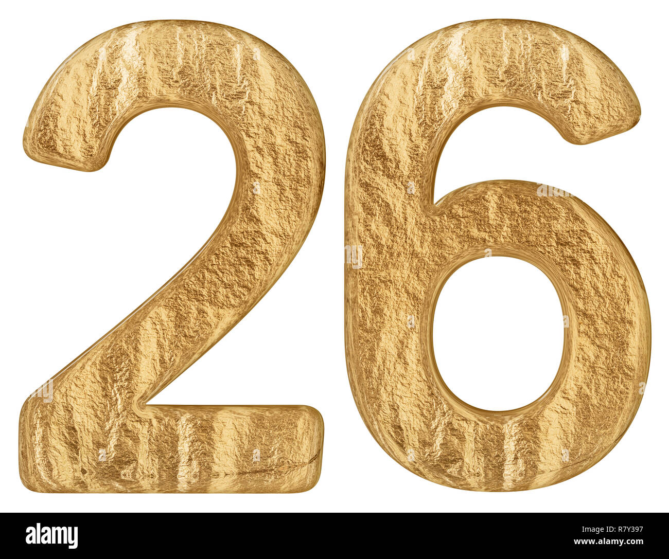 Numeral 26, twenty six, isolated on white background, 3d render Stock ...