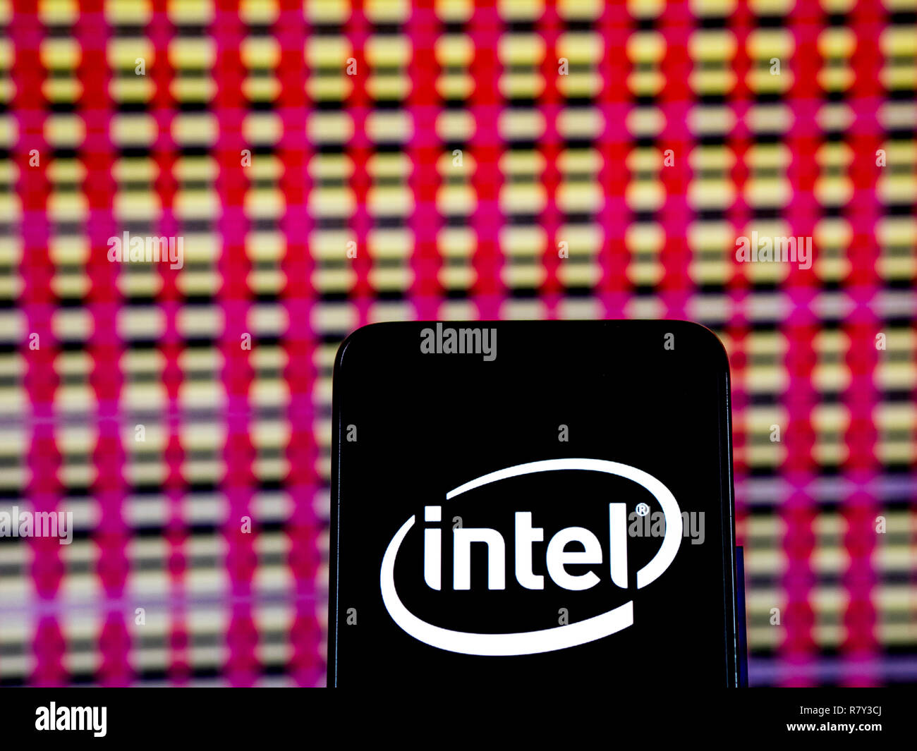 Intel Semiconductor manufacturing company logo seen displayed on smart ...