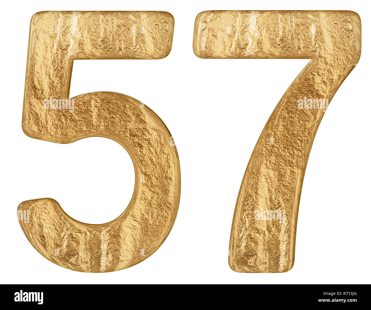 Numeral 57, fifty seven, isolated on white background, 3d render Stock ...