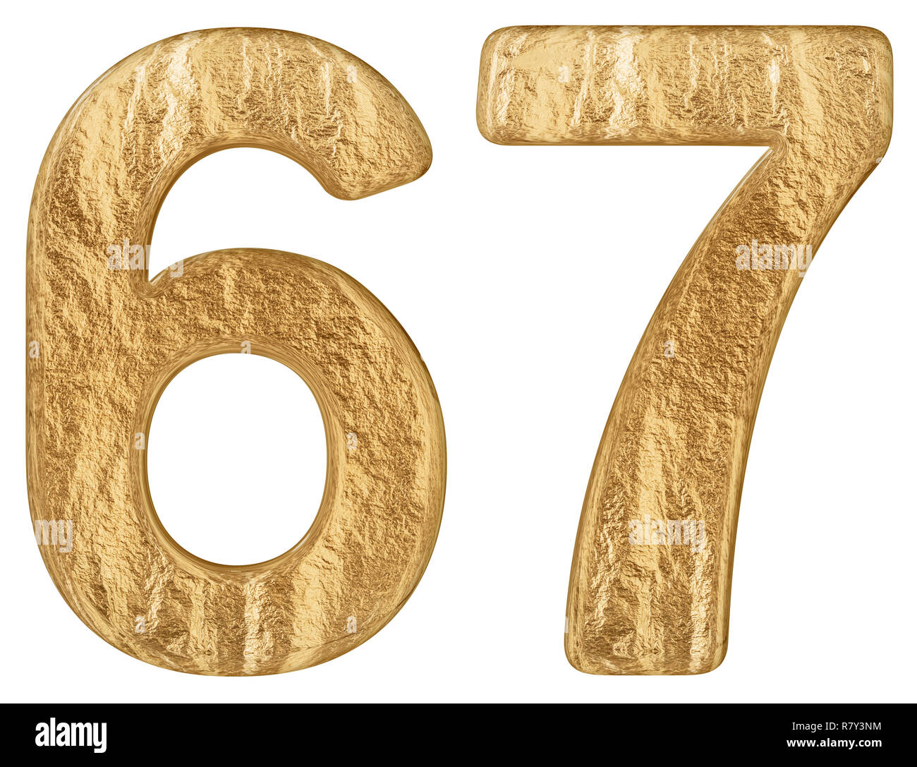 Numeral 67, sixty seven, isolated on white background, 3d render Stock ...