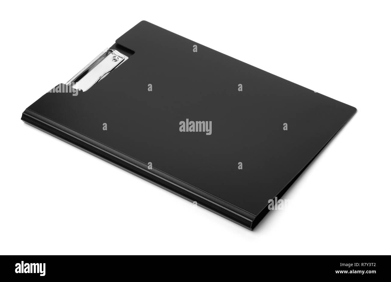 Black plastic folder clipboard isolated on white Stock Photo - Alamy