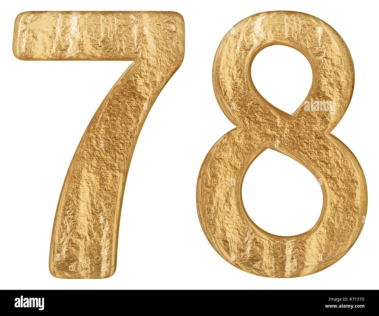 Numeral 78, seventy eight, isolated on white background, 3d render ...