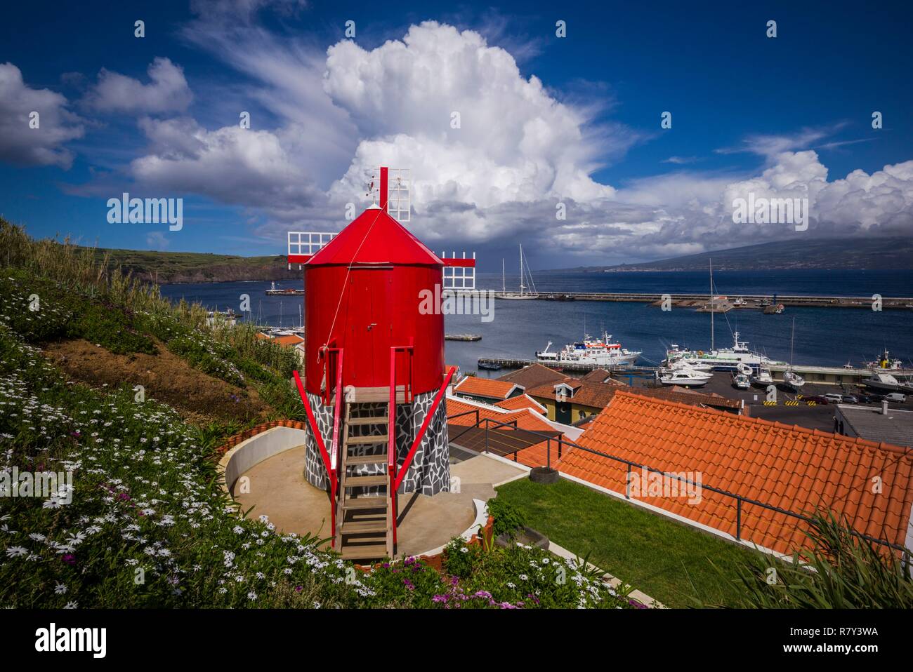 Portugal, Azores, Faial Island, Horta, small traditional windmill Stock ...