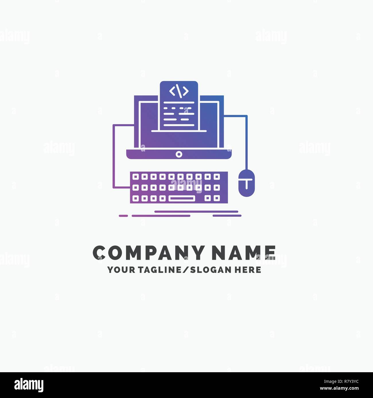 Code, coding, computer, monoblock, screen Purple Business Logo Template ...