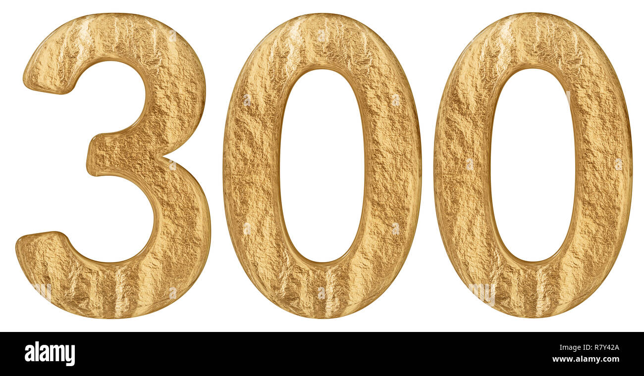 Numeral 300, three hundred, isolated on white background, 3d render ...