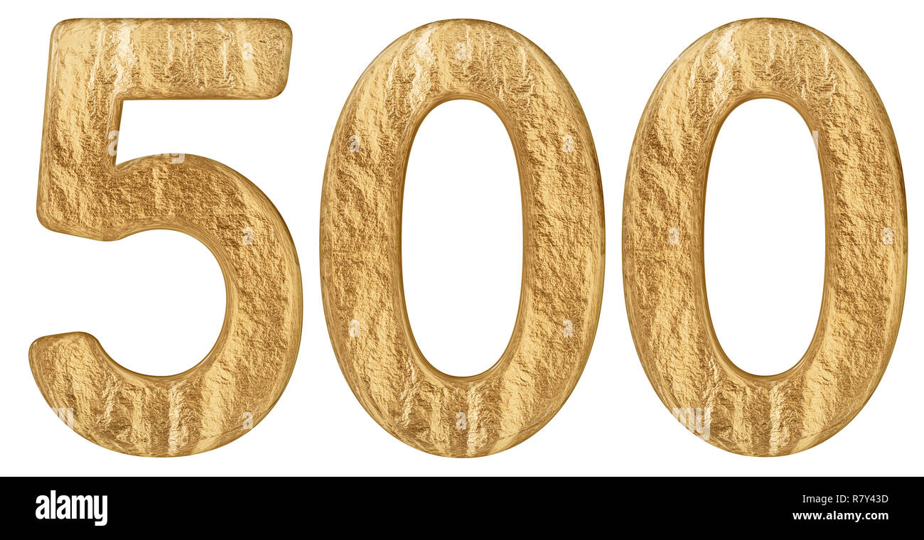 Numeral 500, five hundred, isolated on white background, 3d render ...