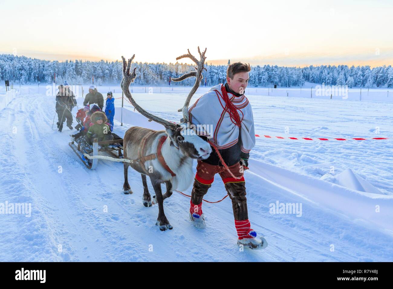 Sami people with reindeer sleigh hi-res stock photography and images ...