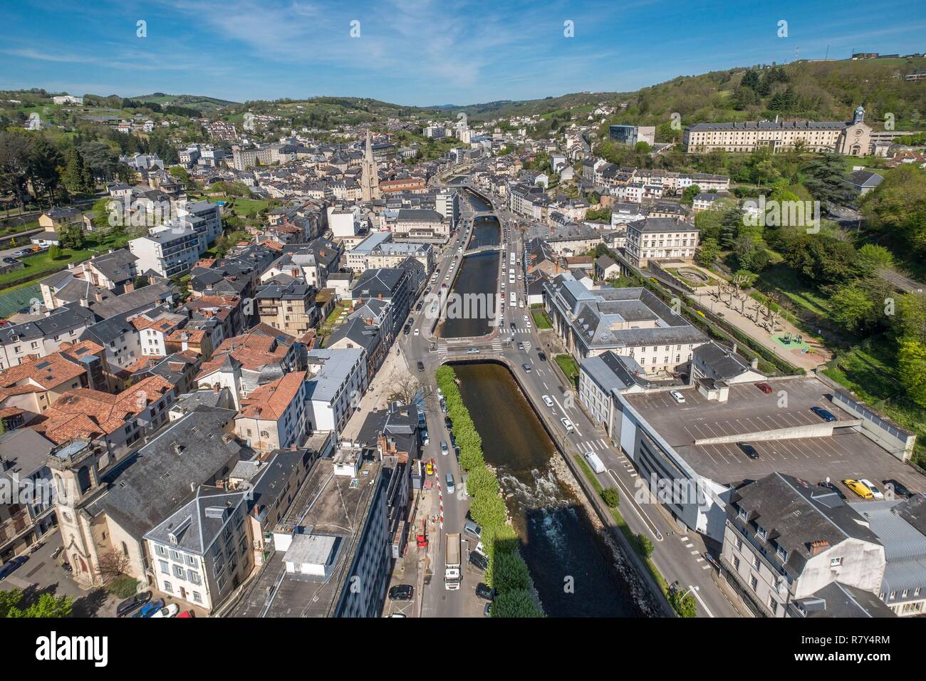 France, Correze, Tulle, overview of the town, on the right the Hotel du ...