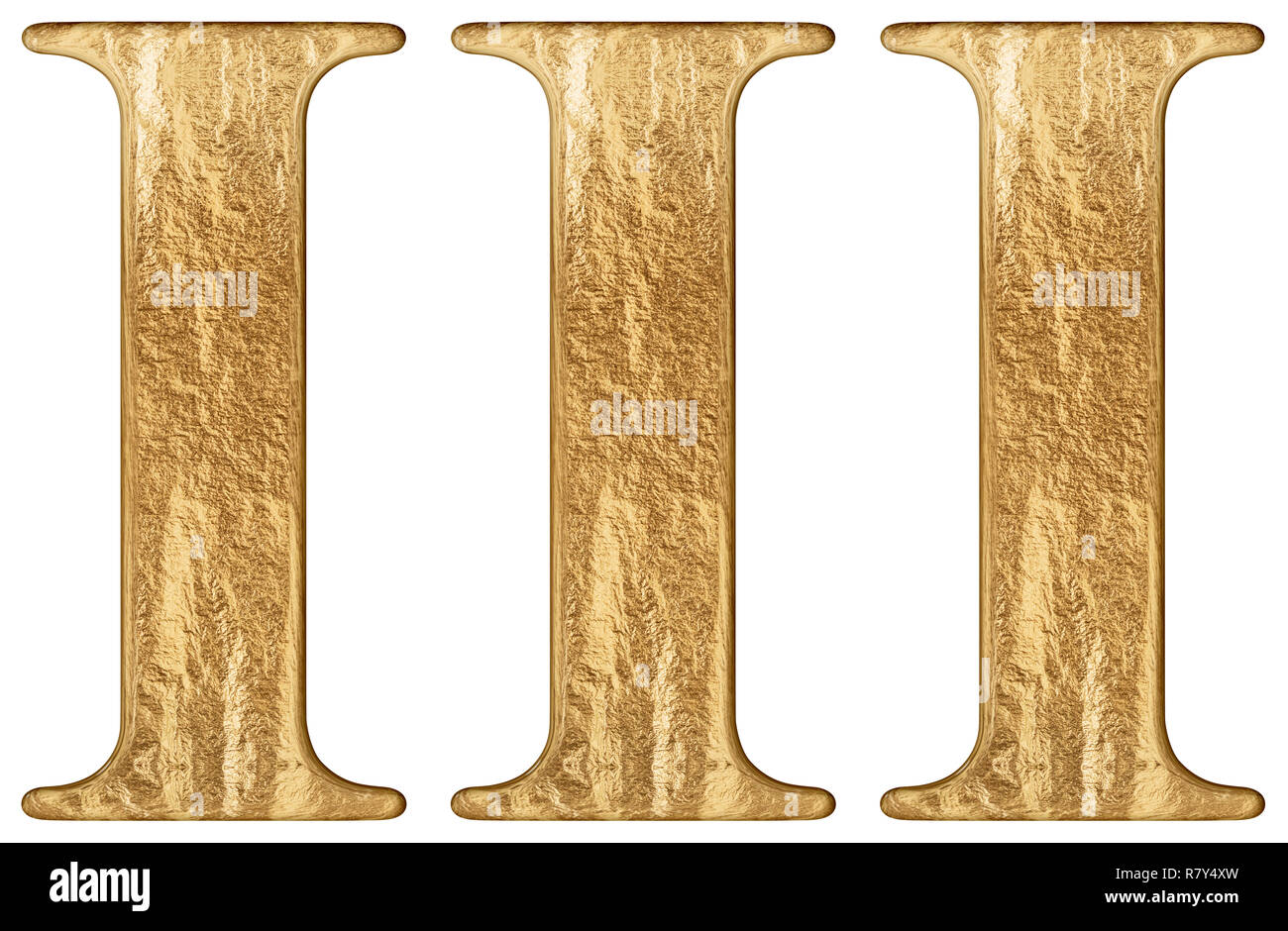 Roman numeral III, tres, 3, three, isolated on white background, 3d ...