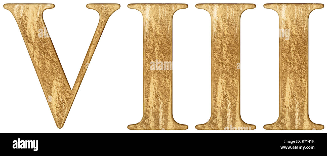 Roman numeral VIII, octo, 8, eight, isolated on white background, 3d ...