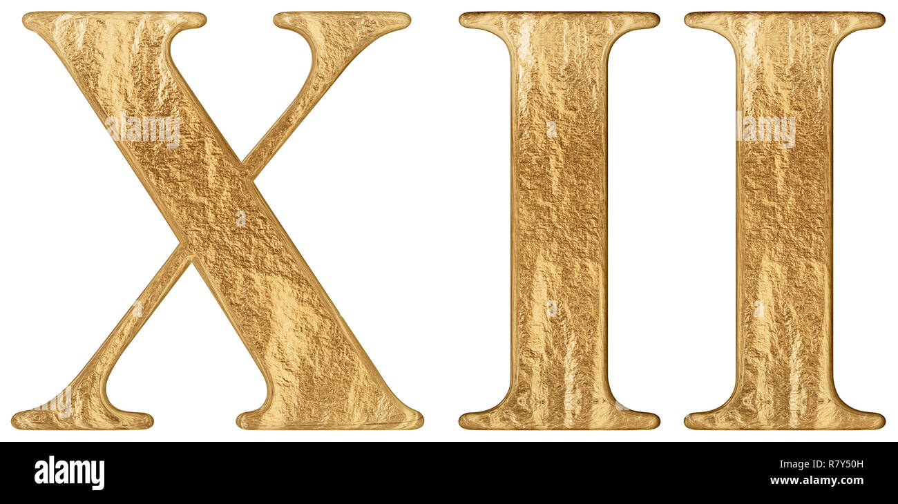 Roman numeral XII, duodecim, 12, twelve, isolated on white background ...