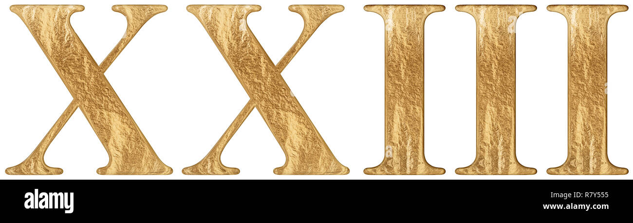 Roman numeral XXIII, tres et viginti, 23, twenty three, isolated on ...