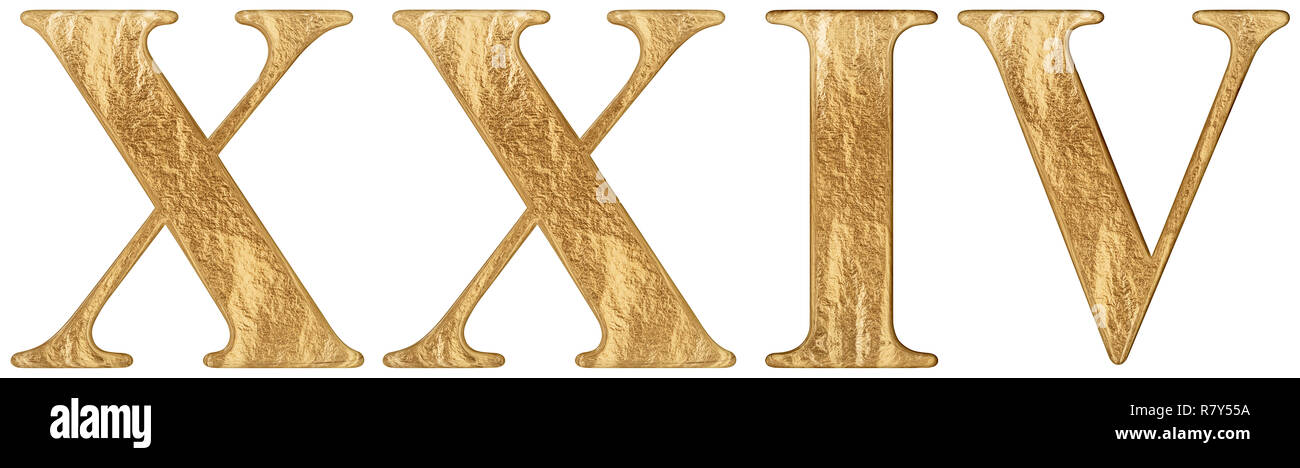 Roman numeral XXIV, quattuor et viginti, 24, twenty four, isolated on ...