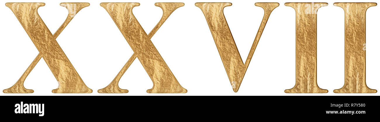 Roman numeral XXVII, septem et viginti, 27, twenty seven, isolated on ...