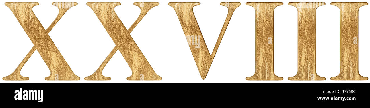 Roman numeral XXVIII, octo et viginti, 28, twenty eight, isolated on ...
