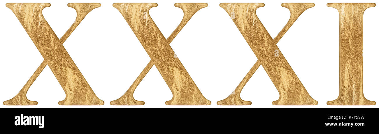 Roman numeral XXXI, unus et triginta, 31, thirty one, isolated on white ...