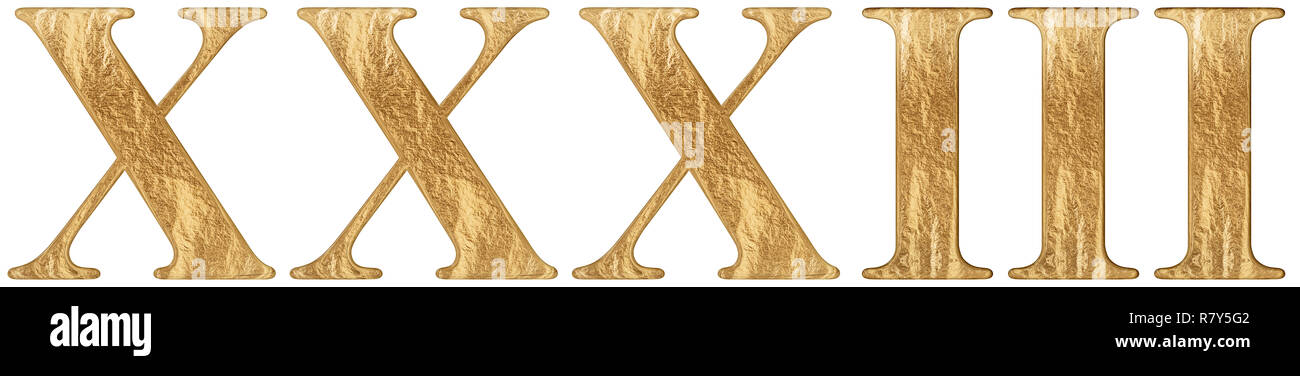 Roman numeral XXXIII, tres et triginta, 33, thirty three, isolated on ...