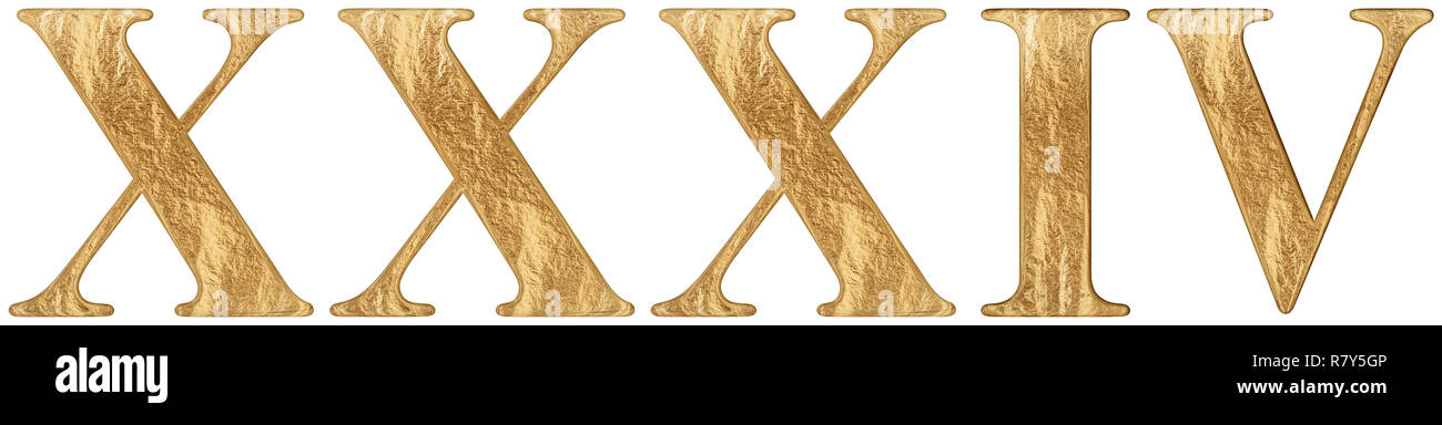Roman numeral XXXIV, quattuor et triginta, 34, thirty four, isolated on ...