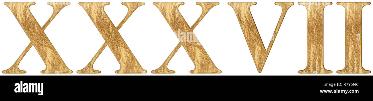 Roman numeral XXXVII, septem et triginta, 37, thirty seven, isolated on ...