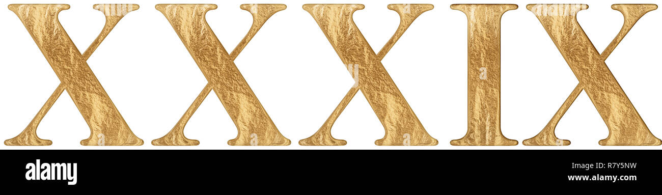 Roman numeral XXXIX novem et triginta, 39, thirty nine, isolated on ...