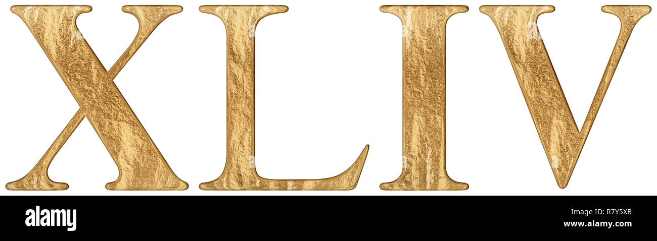 Roman numeral XLIV, quattuor et quadraginta, 44, forty four, isolated ...