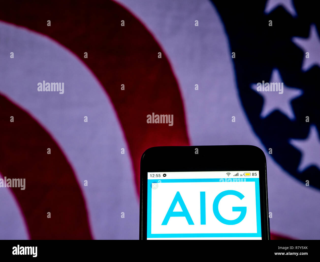 American International Group Finance and insurance company logo seen ...