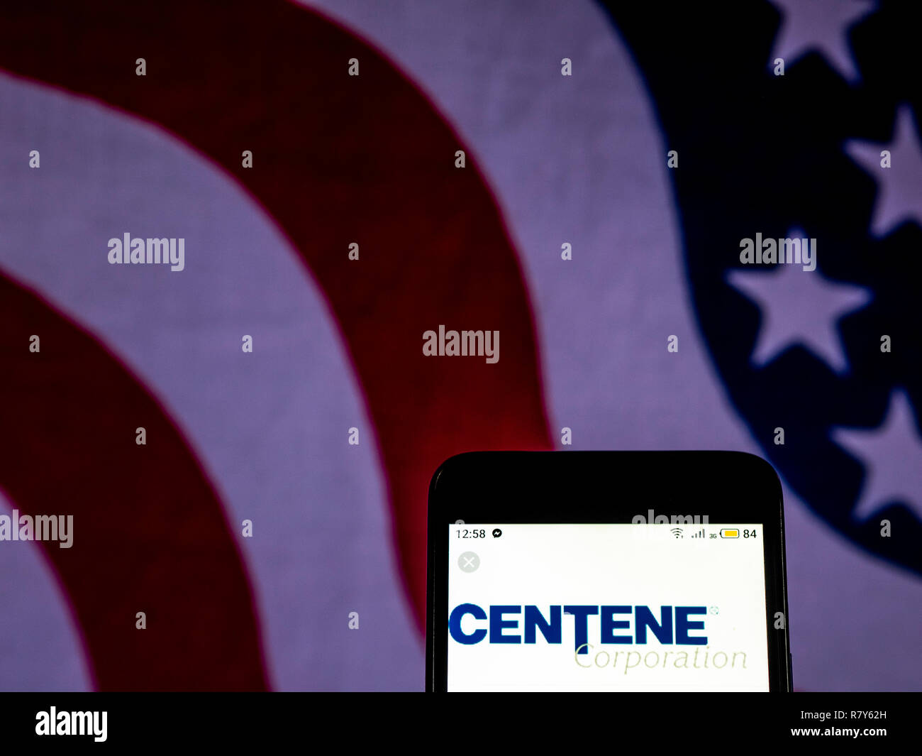 Centene Corporation Insurance company logo seen displayed on smart ...