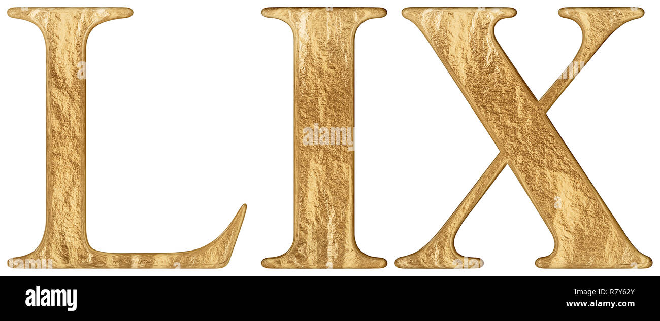 Roman numeral LIX, novem et quinquaginta, 59, fifty nine, isolated on ...