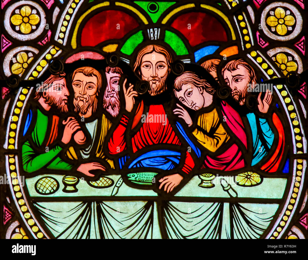 Stained Glass in the Cathedral of Monaco, depicting Jesus and the ...