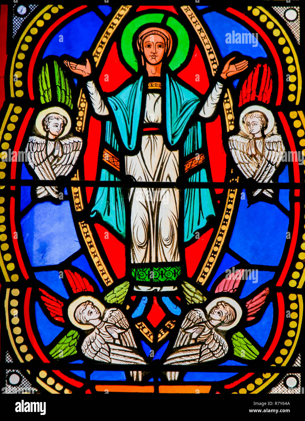 Stained Glass in the Cathedral of Monaco, depicting The Assumption of ...