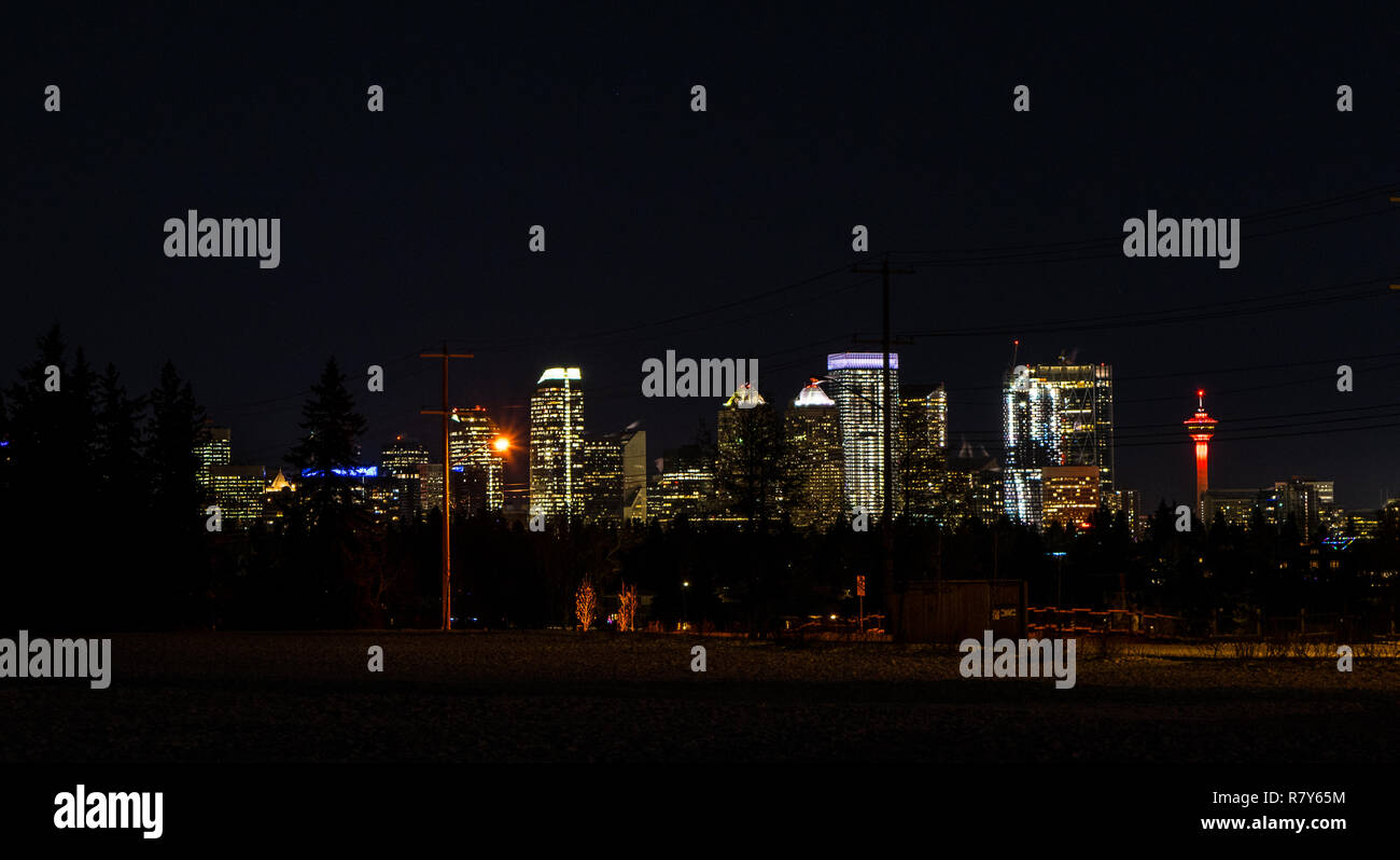 Calgary sights at night in the winter Stock Photo - Alamy