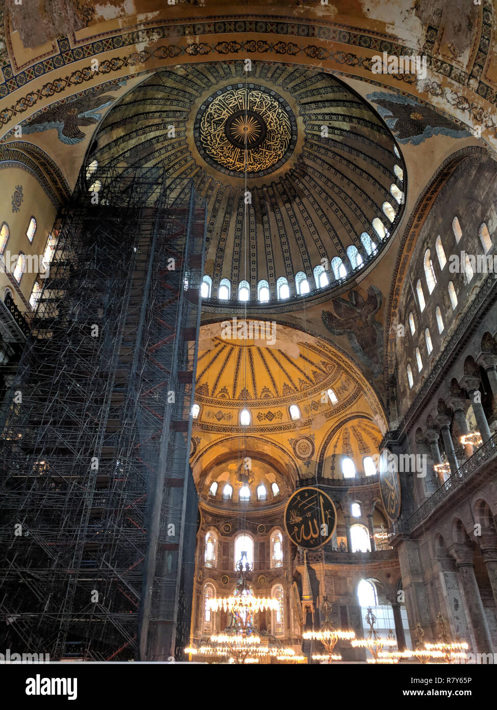 ISTANBUL, TURKEY - SEPTEMBER 25, 2018: Inside Hagia Sophia view at dome ... ISTANBUL, TURKEY - SEPTEMBER 25, 2018: Inside Hagia Sophia view at dome ...