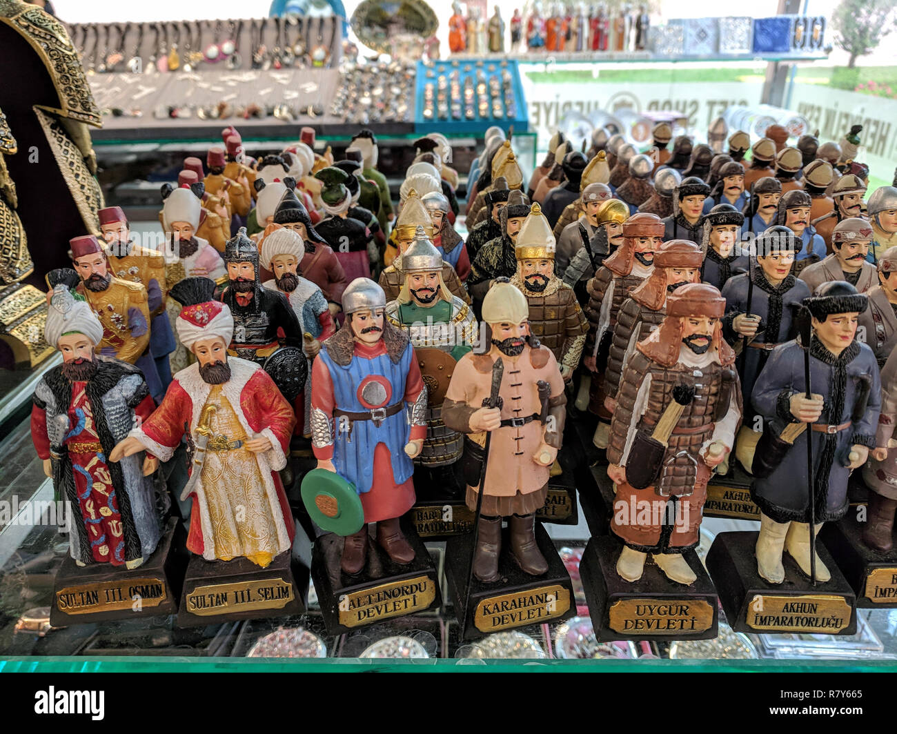 ISTANBUL, TURKEY - SEPTEMBER 26, 2018: Close-up of toy Osman Sultans ...