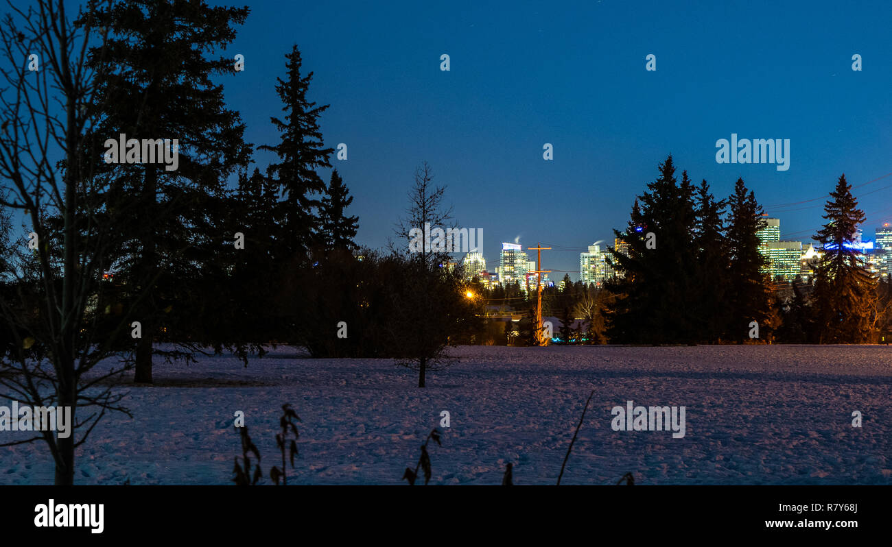 Calgary sights at night in the winter Stock Photo - Alamy